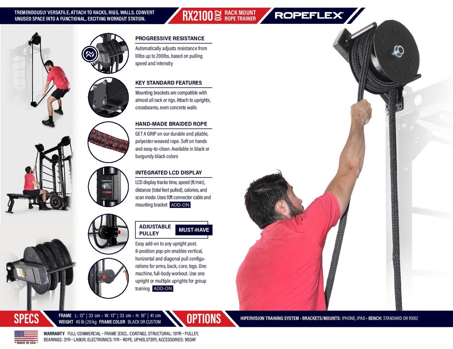 Ropeflex RX2100 OX2 Rack Mount Rope Trainer (New) - Expert Fitness Supply